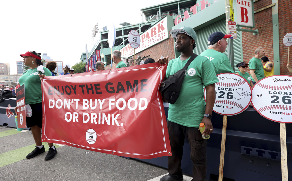 Beer and food workers on strike at Fenway Park for homestand between ...